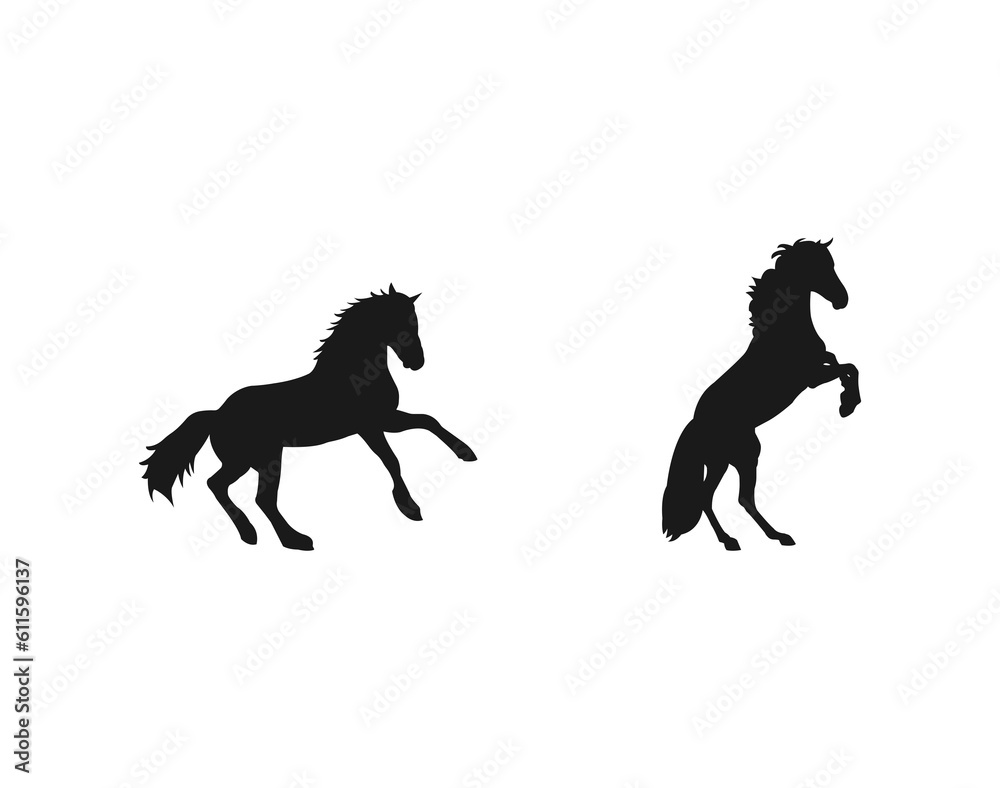 Equestrian athlete jumping sportive horse over obstacles vector ...