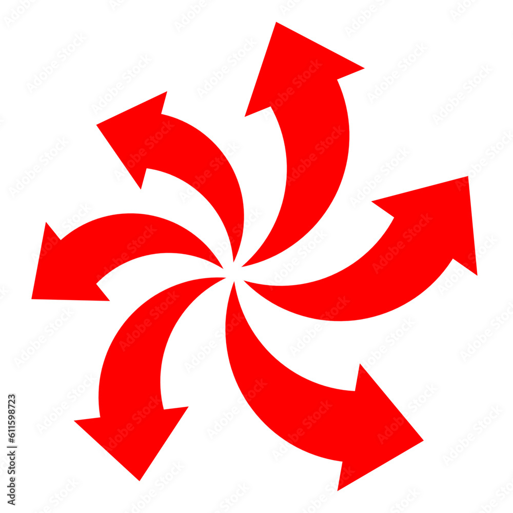 Red arrow swirl icon in transparent background. Circulation of arrows ...