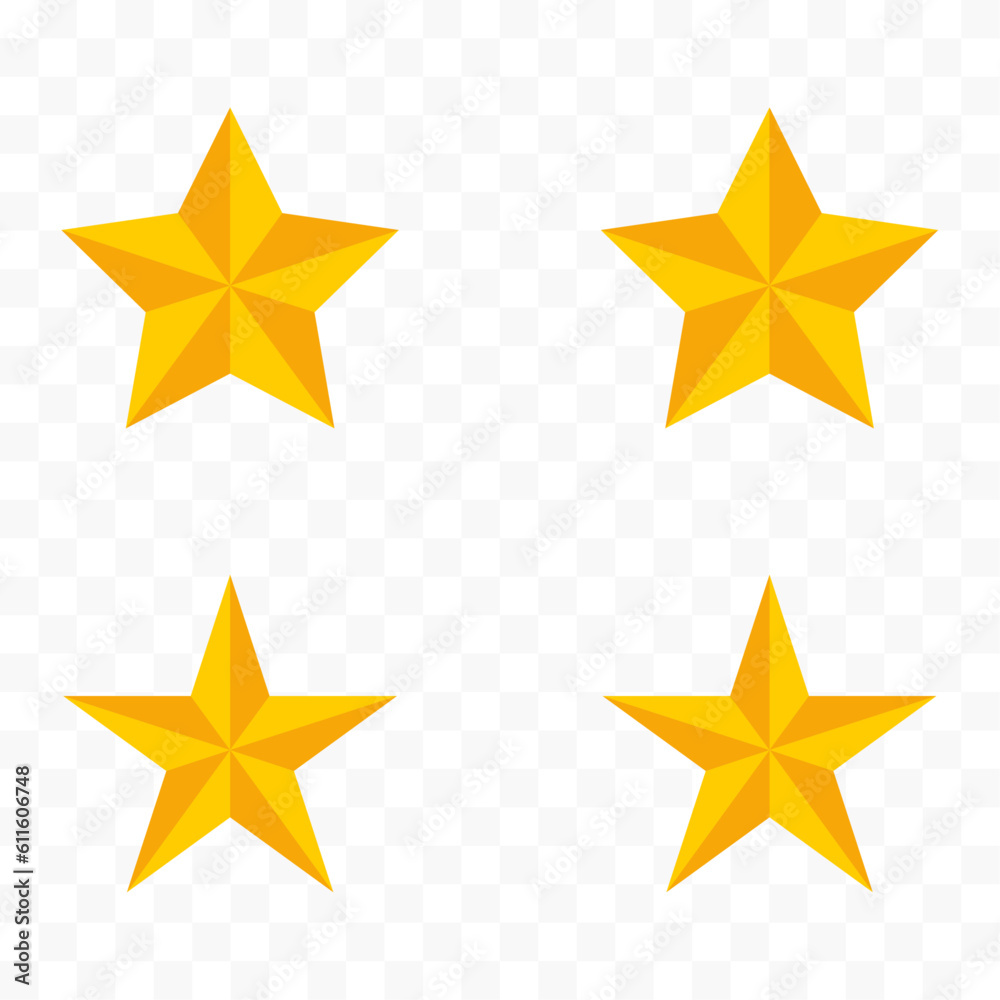 Gold star icon. Five-pointed star 3D symbol. Quality and rating symbol. Easily editable line art ...