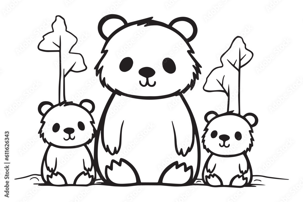 Cute Bear Coloring Pages, Kids Coloring Book, Bear Vector Character ...