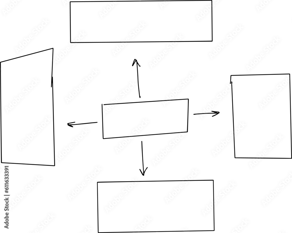 Simple sketch infographic mind map with arrows and rectangles to place ...