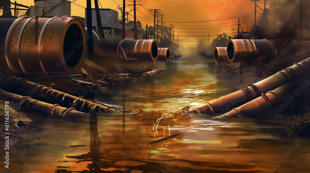 combined sewer overflow (CSO), with a torrential downpour causing ...