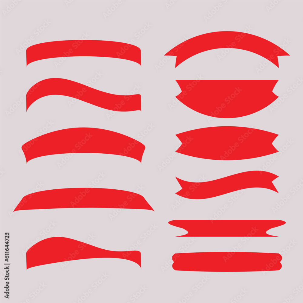 Set of Elegance Glossy Red Ribbon Vector illustrations, red ribbon ...