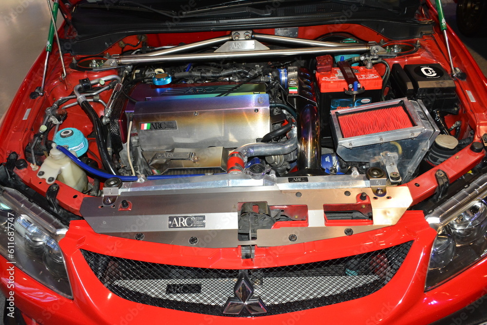 Mitsubishi lancer evolution engine at JDM Underground car show in Pasay ...