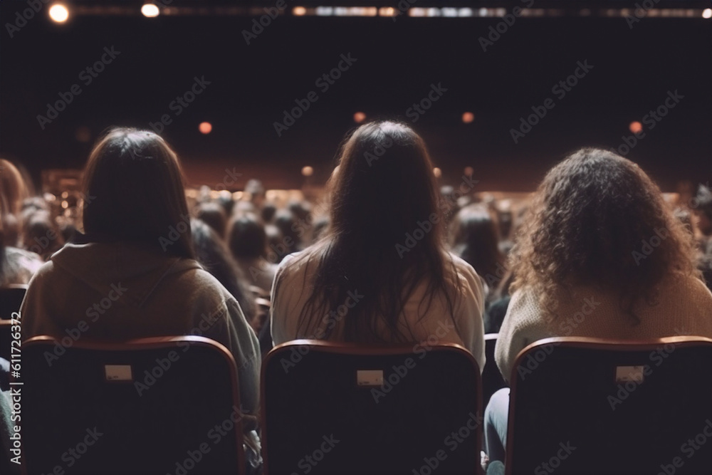 Audience at the cinema. Rear view of unrecognizable people sitting in ...