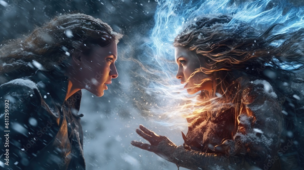 the power of elemental magic in a fierce clash between fire and ice, as ...