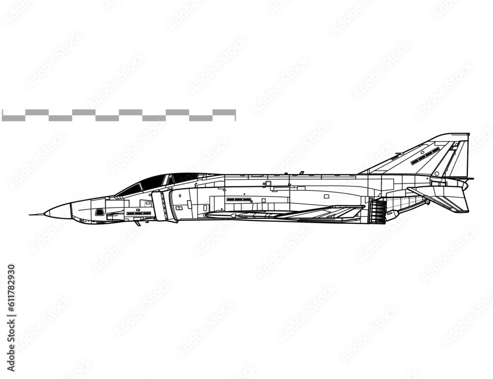 McDonnell Douglas RF-4E Phantom II. Vector drawing of tactical ...
