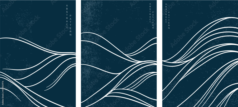Japanese wave pattern with abstract art background vector. Water ...