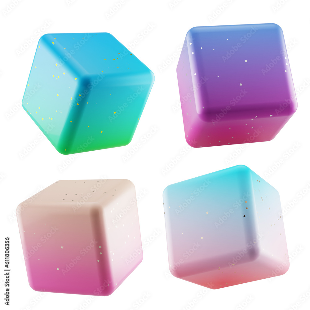 multi angle collection set of 3d shapes cube with modern candy color ...