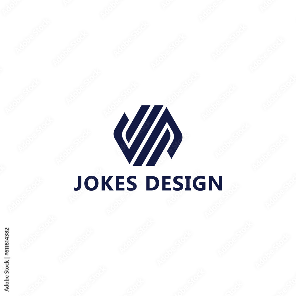 Abstract initial letter JD or DJ logo in blue navy color isolated in ...