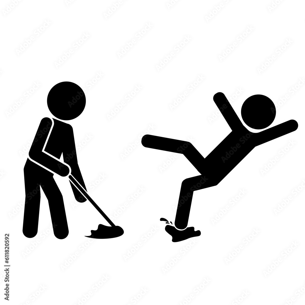 Vector de Stock Isolated illustration of stickman moping floor and man ...