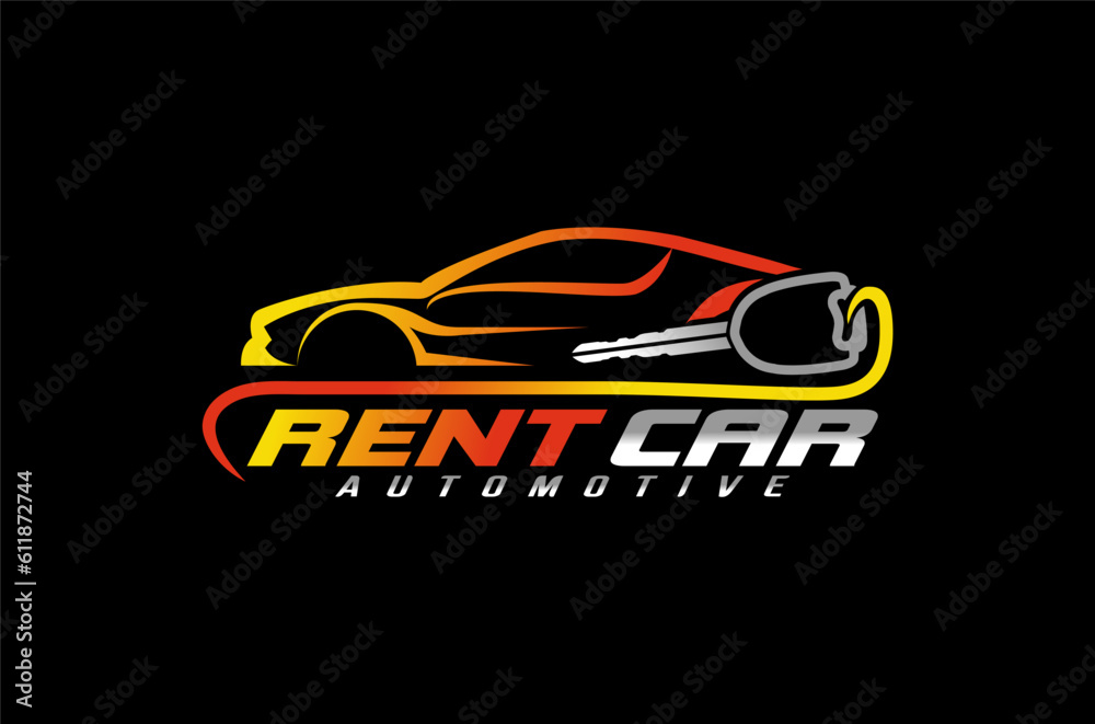 rent car logo emblem isolated on black background modern style with ...