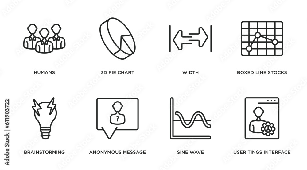 Vetor user interface outline icons set. thin line icons such as humans ...