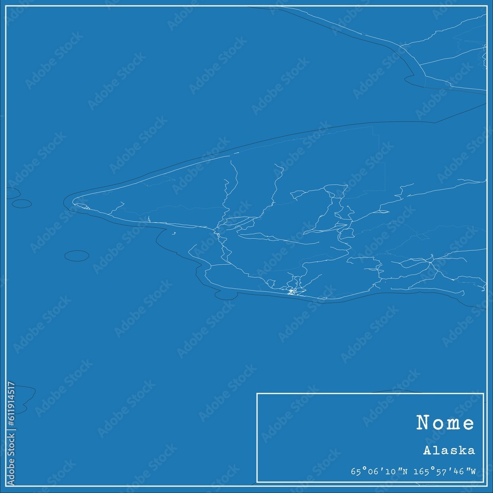 Blueprint US city map of Nome, Alaska. Stock Illustration | Adobe Stock