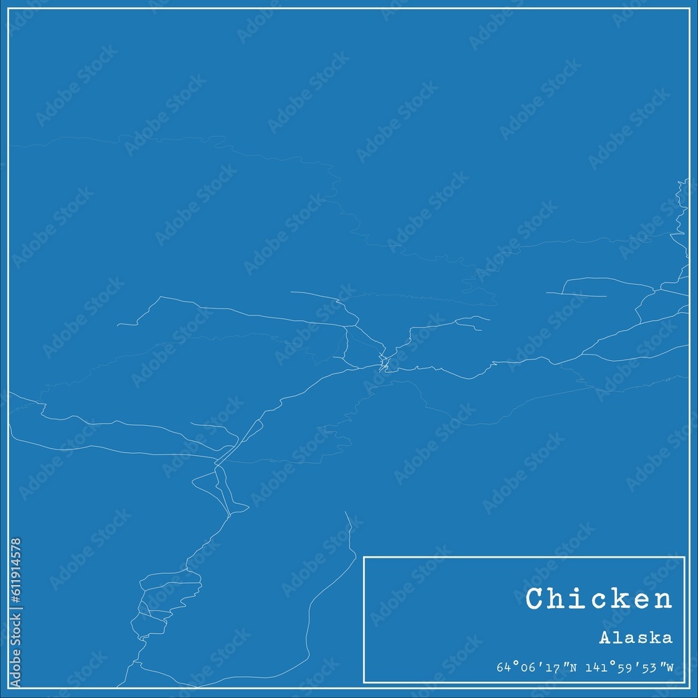 Blueprint US city map of Chicken, Alaska. Stock Illustration | Adobe Stock