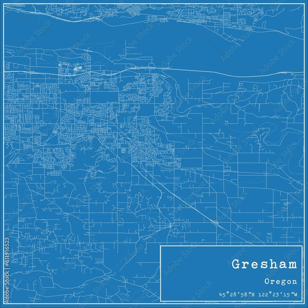 Blueprint US city map of Gresham, Oregon. Stock Illustration | Adobe Stock
