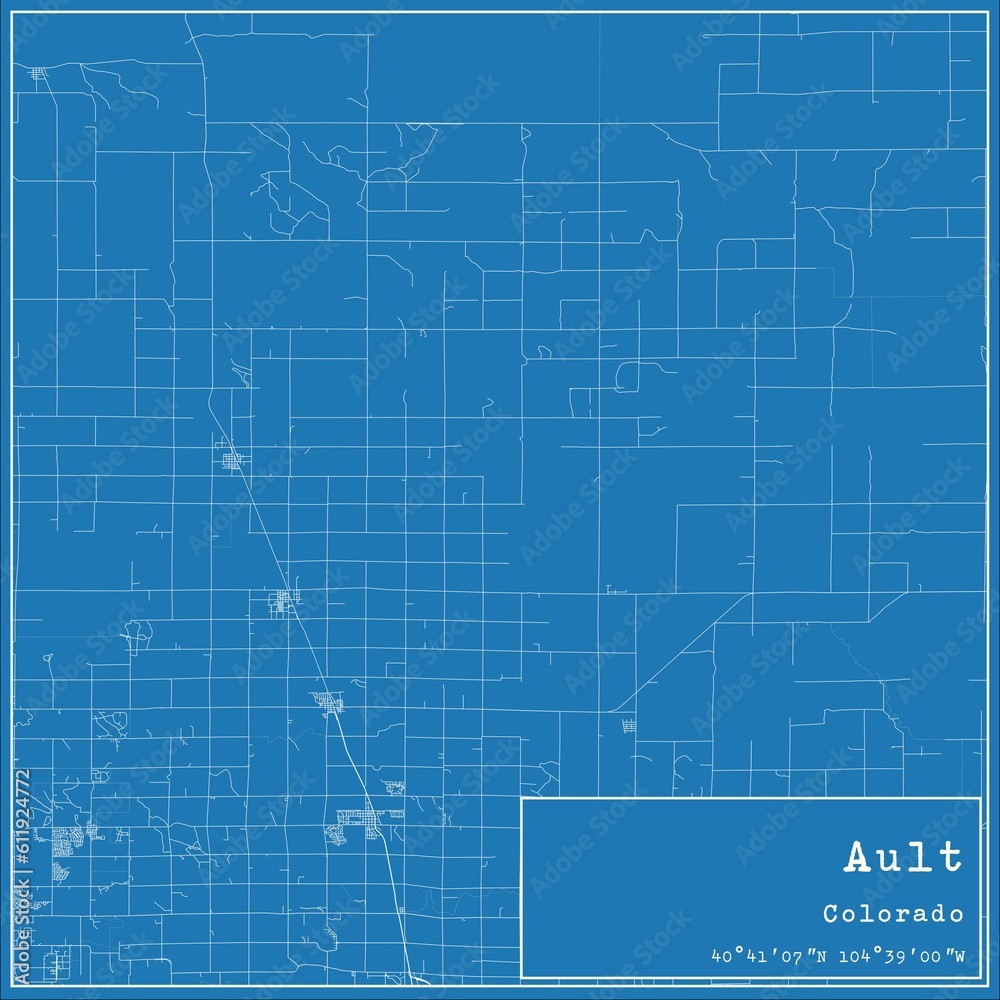 Blueprint US city map of Ault, Colorado. Stock Illustration | Adobe Stock