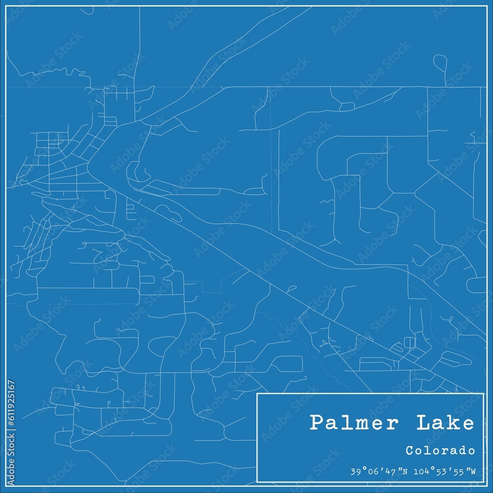 Blueprint US city map of Palmer Lake, Colorado. Stock Illustration ...