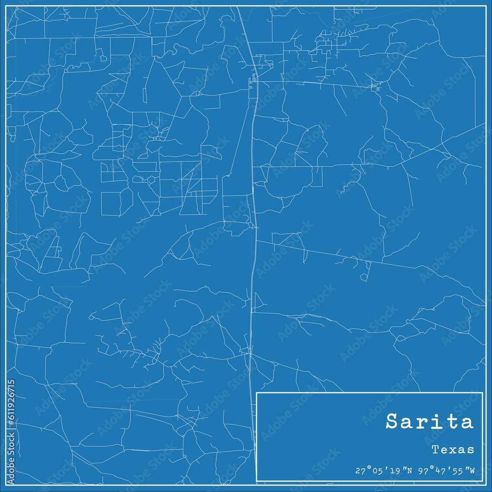Blueprint US city map of Sarita, Texas. Stock Illustration | Adobe Stock