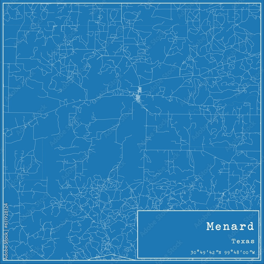 Blueprint US city map of Menard, Texas. Stock Photo | Adobe Stock