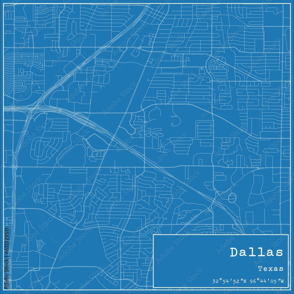 Blueprint US city map of Dallas, Texas. Stock Photo | Adobe Stock