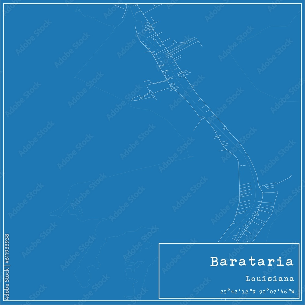 Blueprint US city map of Barataria, Louisiana. Stock Illustration ...