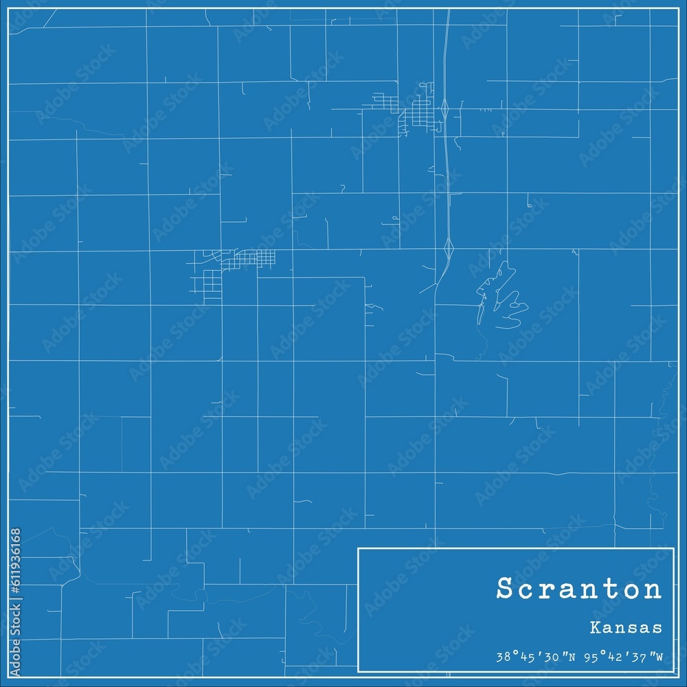 Blueprint US city map of Scranton, Kansas. Stock Illustration | Adobe Stock