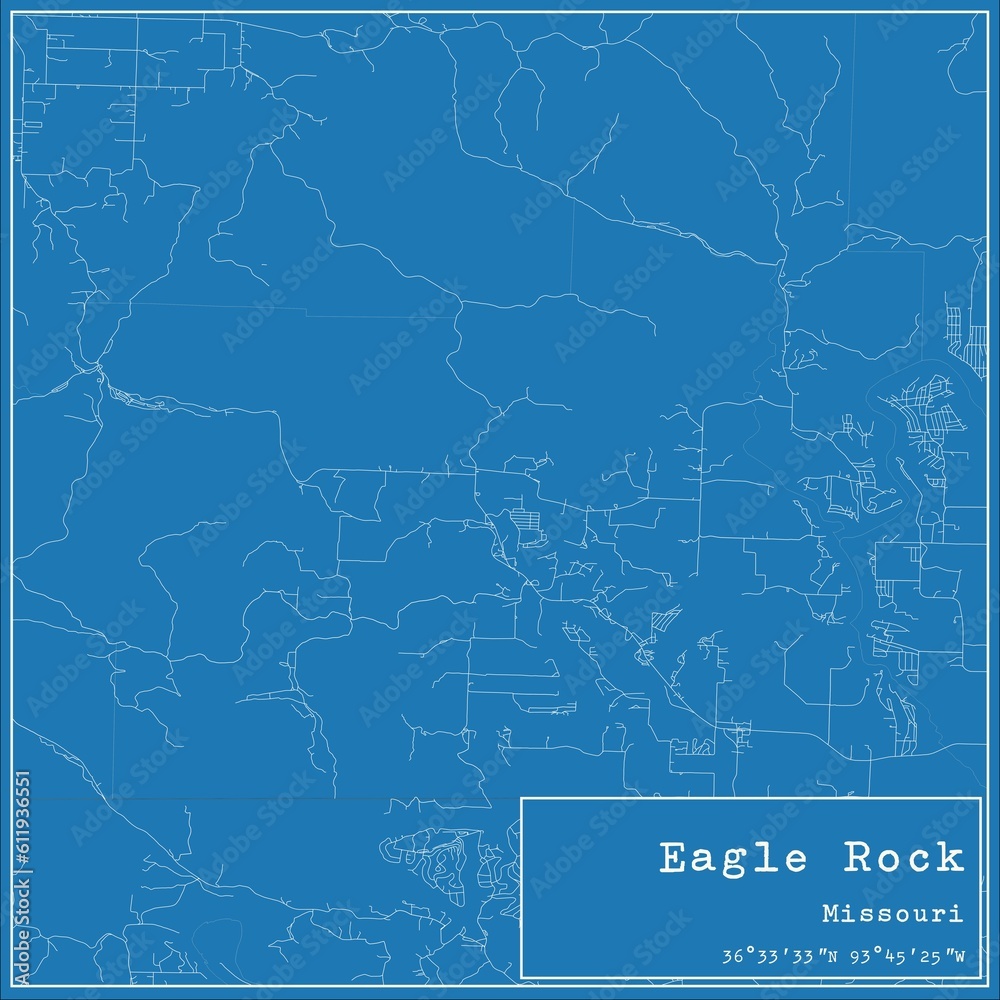 Blueprint US city map of Eagle Rock, Missouri. Stock Illustration ...