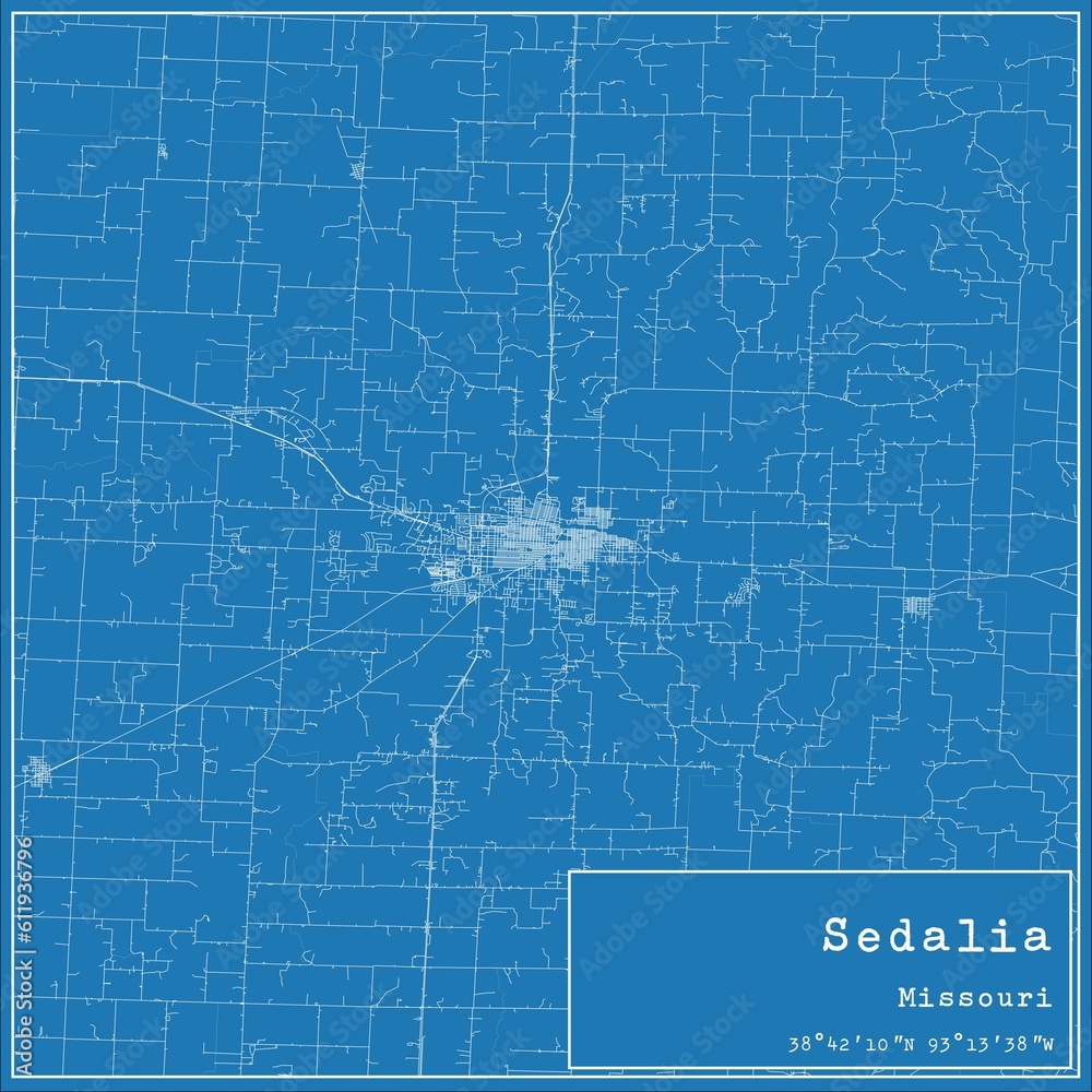 Blueprint US city map of Sedalia, Missouri. Stock Illustration | Adobe ...