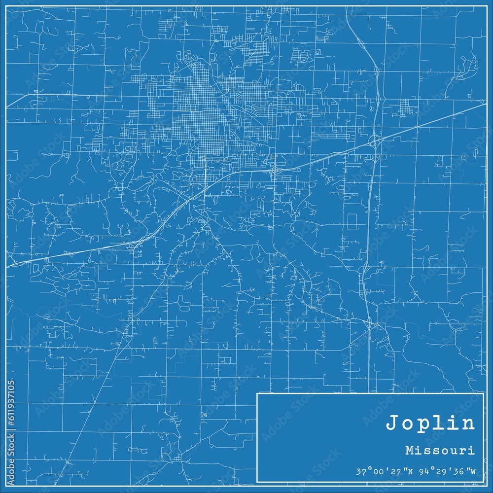 ภาพประกอบ Stock Blueprint US city map of Joplin, Missouri. | Adobe Stock