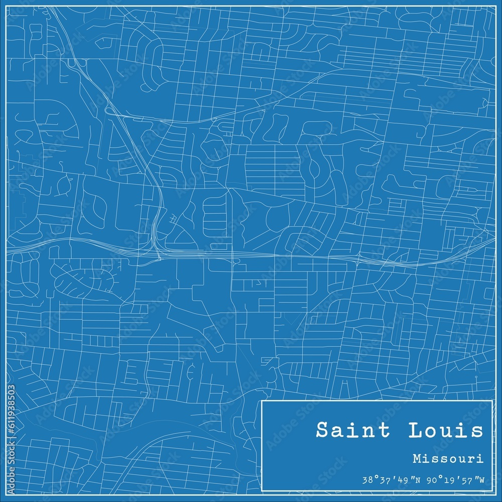 Blueprint US city map of Saint Louis, Missouri. Stock Illustration ...