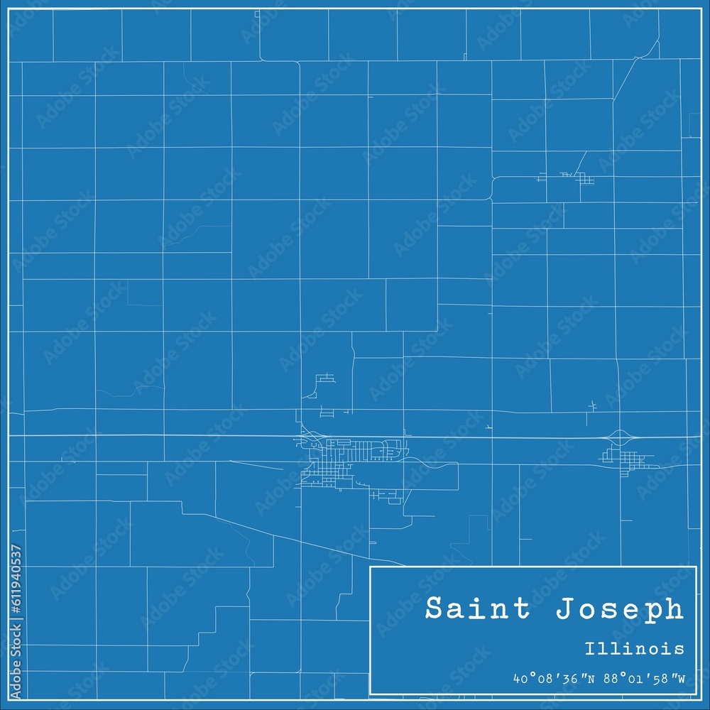 Blueprint US city map of Saint Joseph, Illinois. Stock Photo | Adobe Stock