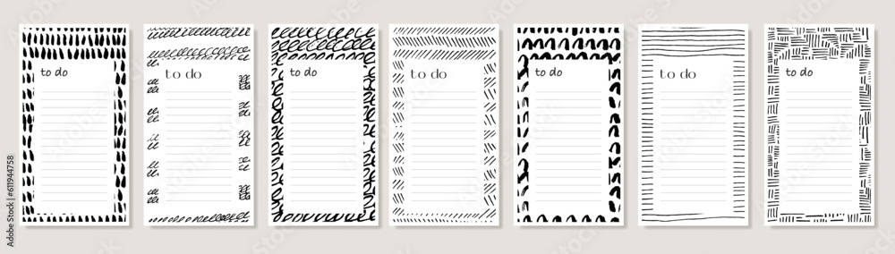Various lines and shapes to do list template. Set of black and white ...