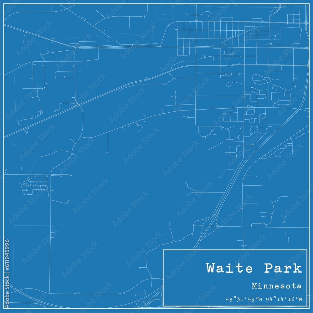 Blueprint US city map of Waite Park, Minnesota. Stock Illustration ...