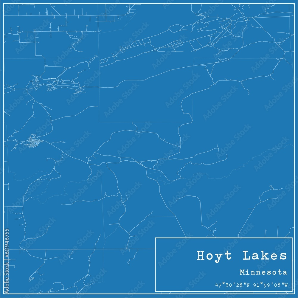 Blueprint US city map of Hoyt Lakes, Minnesota. Stock Photo | Adobe Stock