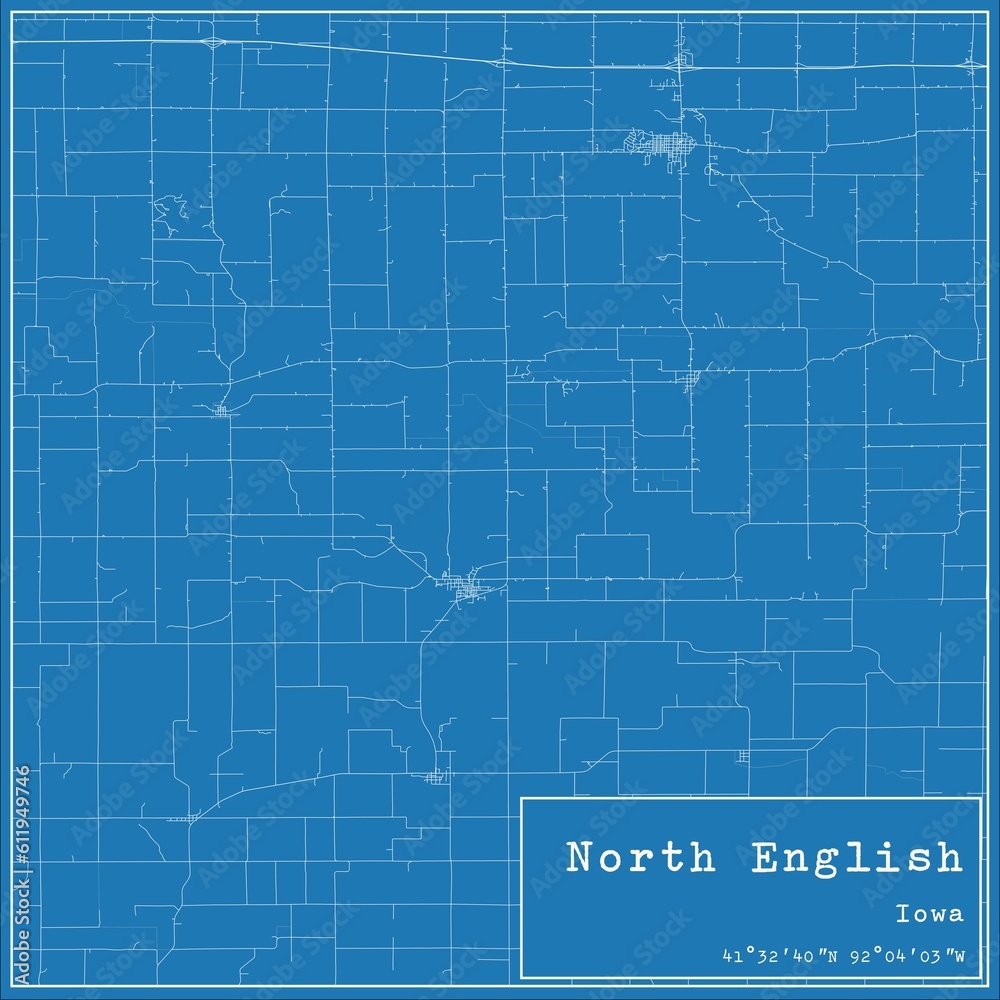 Ilustración de Stock Blueprint US city map of North English, Iowa ...