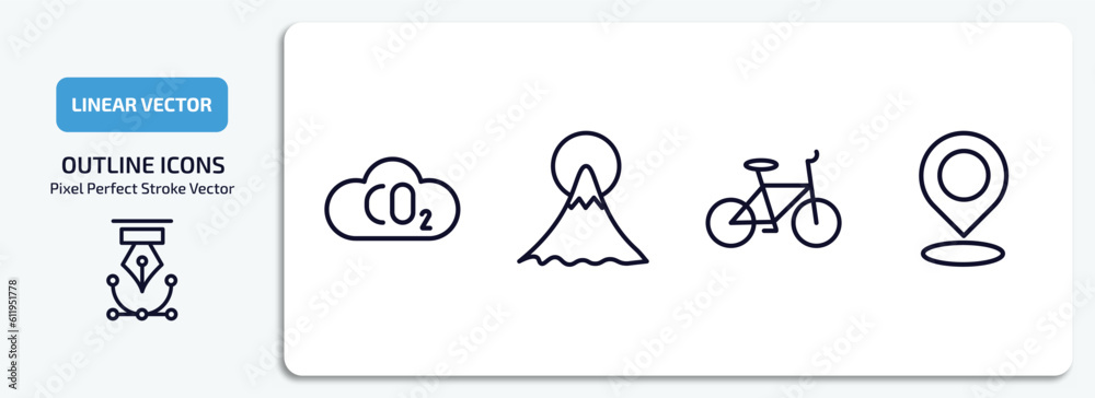 maps and flags outline icons set. maps and flags thin line icons pack ...