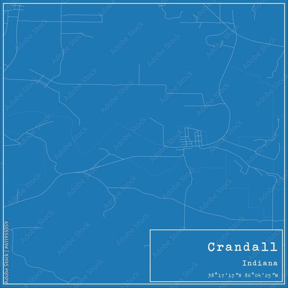 Blueprint US city map of Crandall, Indiana. Stock Photo | Adobe Stock