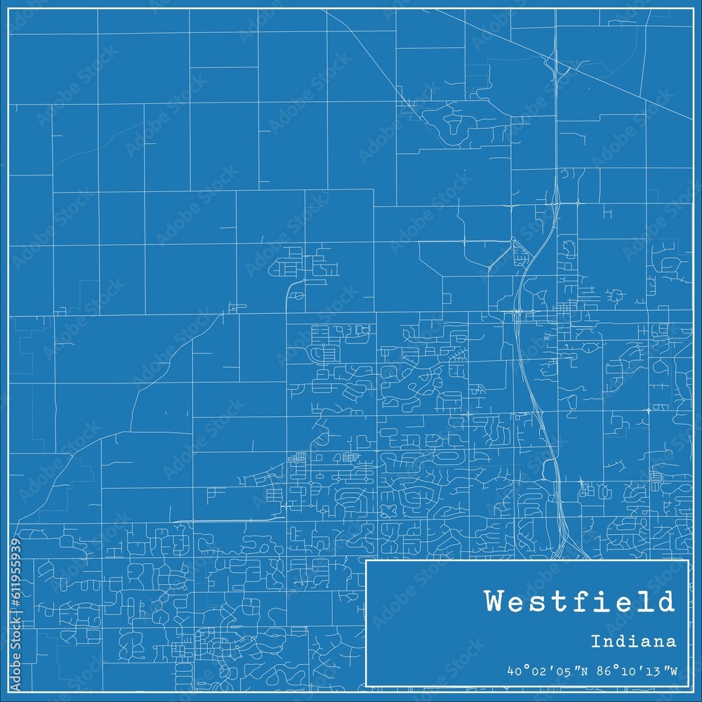 Blueprint US city map of Westfield, Indiana. Stock Illustration | Adobe ...