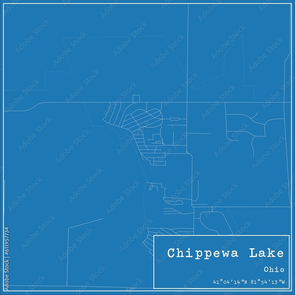 Blueprint US city map of Chippewa Lake, Ohio. Stock Illustration ...