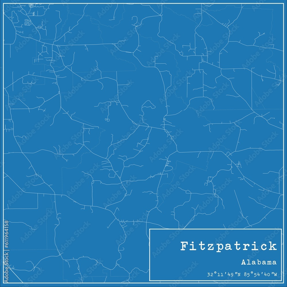 Blueprint US city map of Fitzpatrick, Alabama. Stock Illustration ...