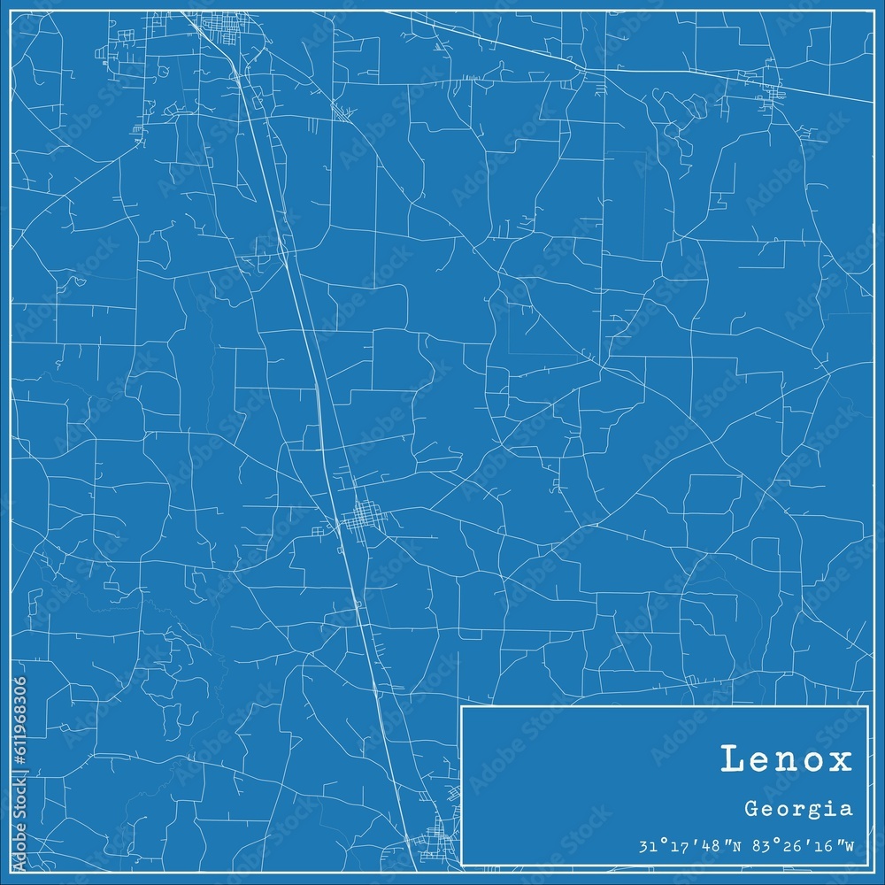 Blueprint US city map of Lenox, Georgia. Stock Illustration | Adobe Stock