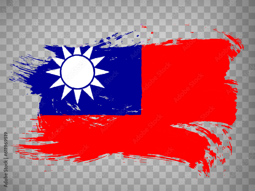 Flag Taiwan from brush strokes. Flag of Taiwan on transparent ...