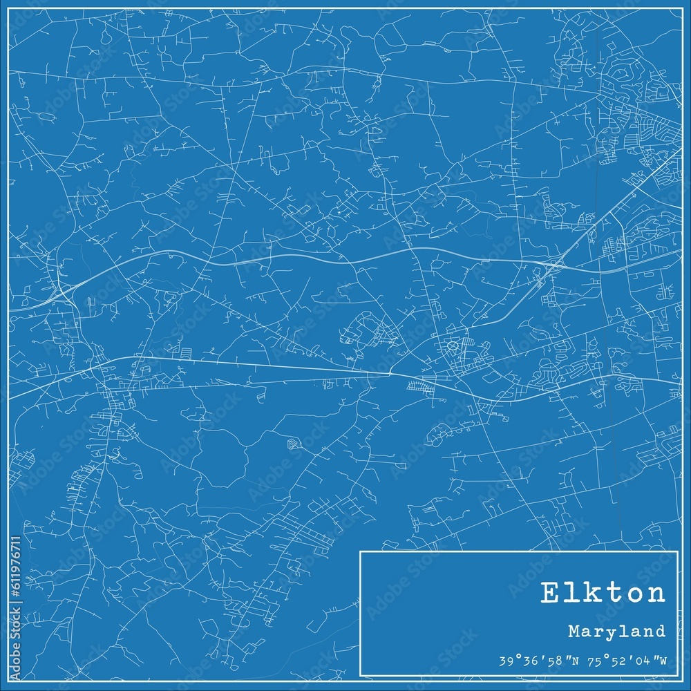 Blueprint US city map of Elkton, Maryland. Stock Illustration | Adobe Stock
