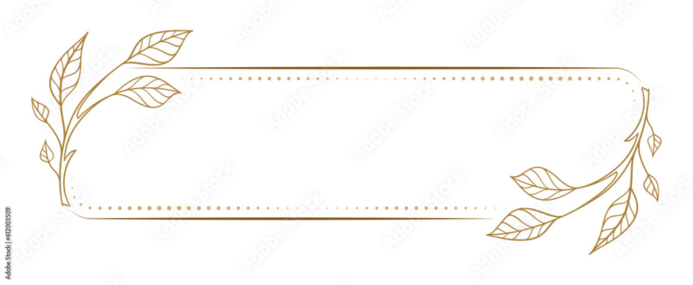 Vector horizontal rectangle dotted frame with floral decoration Stock ...