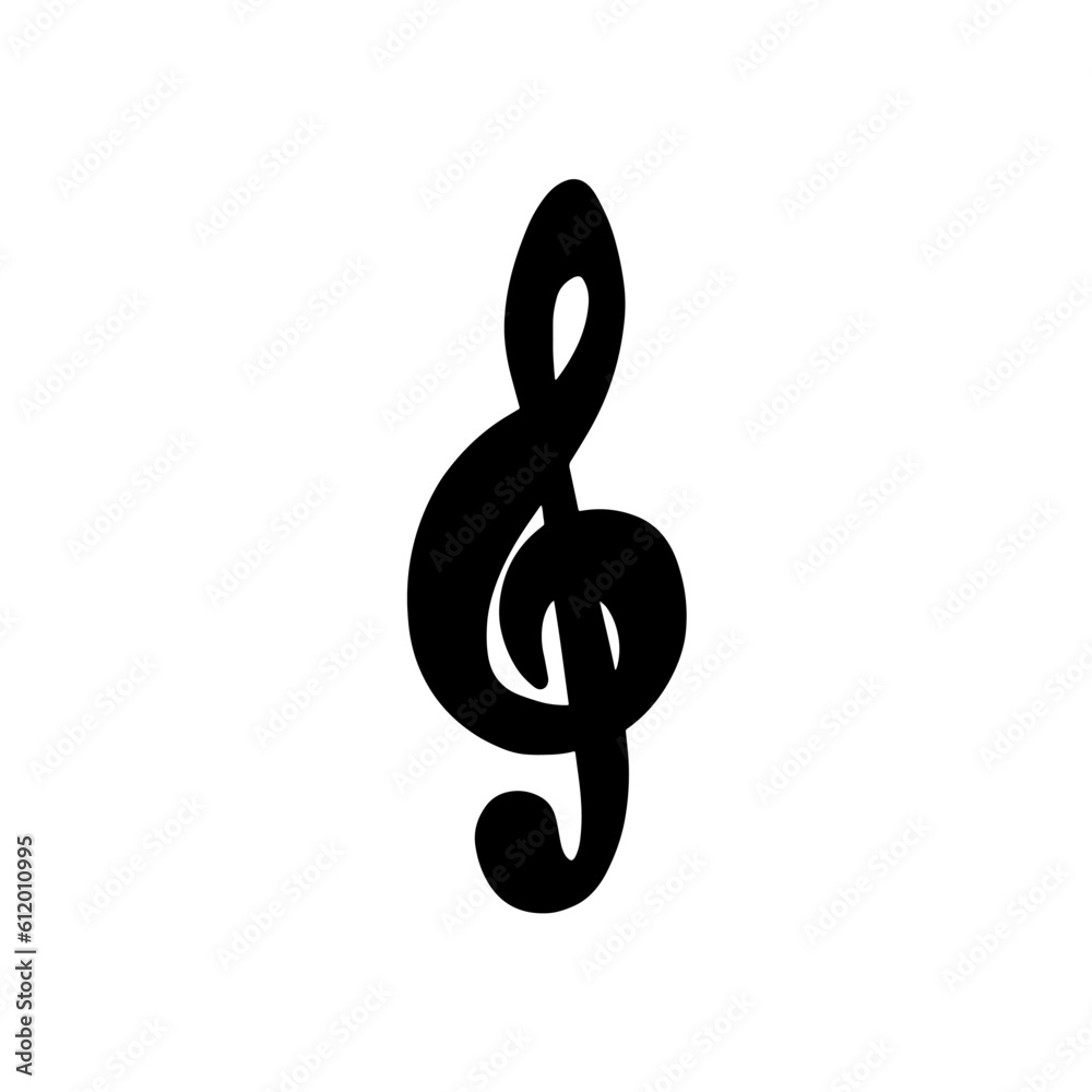 Vector sketch hand drawn treble clef silhouette, line art Stock Vector ...