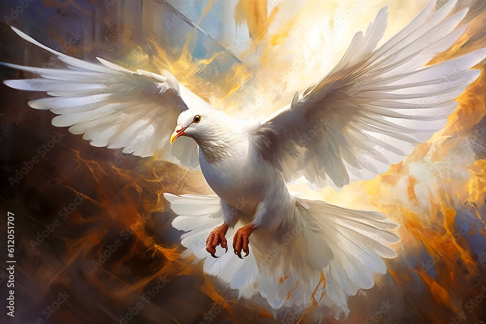Graphic and biblical representation of the Holy Spirit in the form of a ...