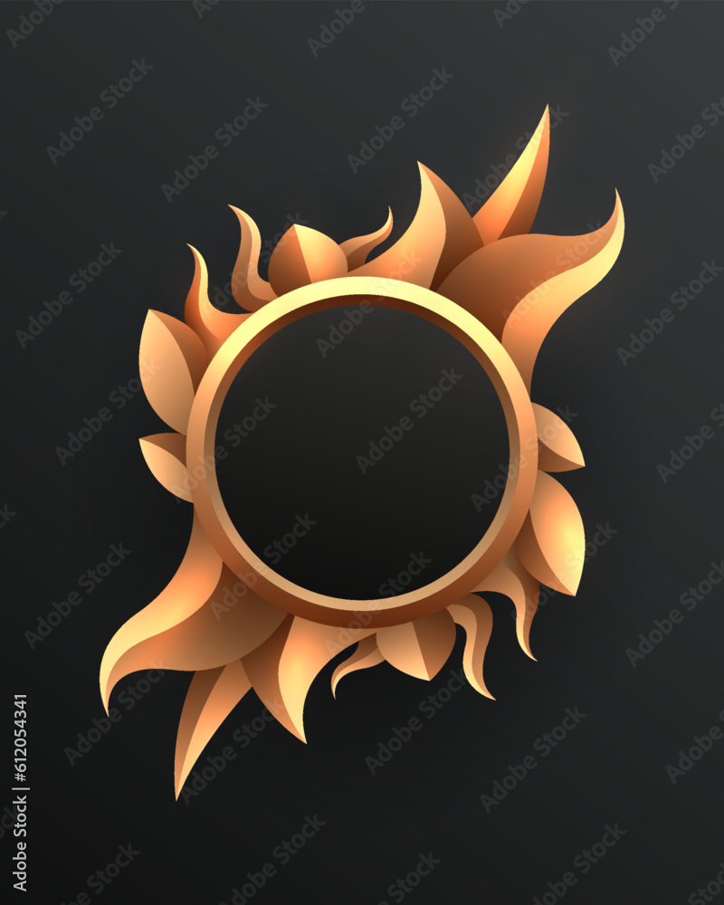 Fantasy vintage style golden border frame on black background Stock ...