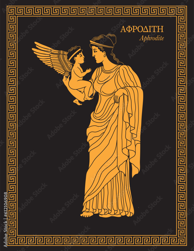 Vector illustration of Aphrodite, Greek goddess of love, lust, beauty ...