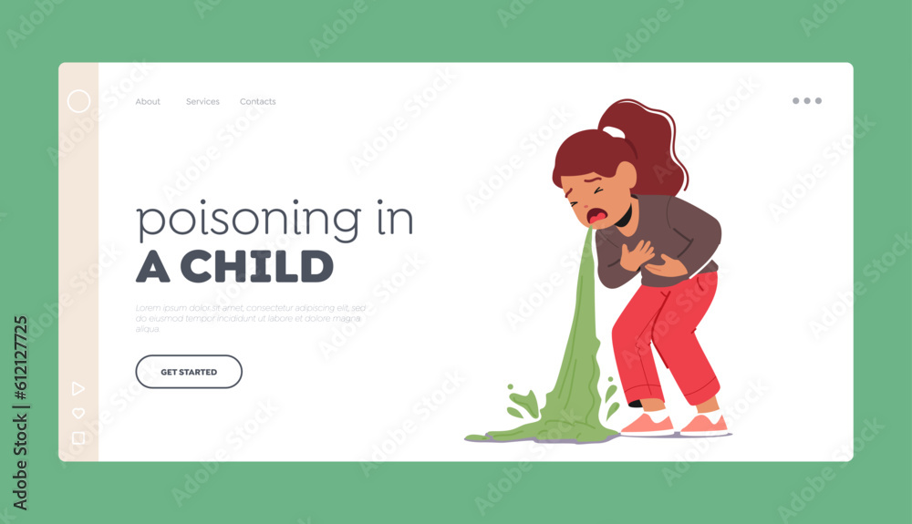 Child Poisoning Symptoms Landing Page Template. Childhood Nausea And ...